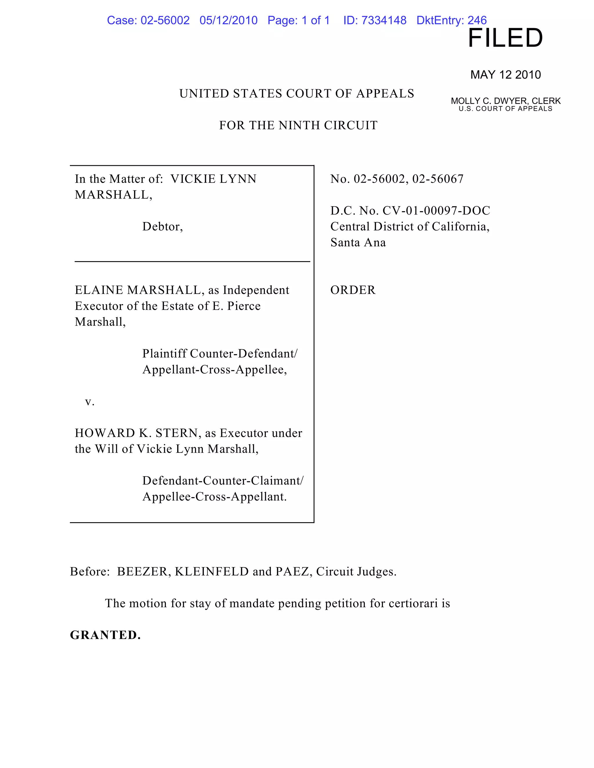 Stern - motion to stay mandate GRANTED | PDF