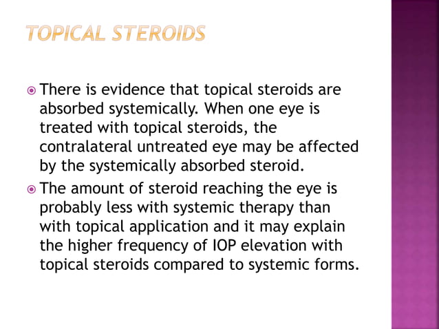 Steroid induced glaucoma | PPTX | Eye and Vision Conditions | Diseases ...