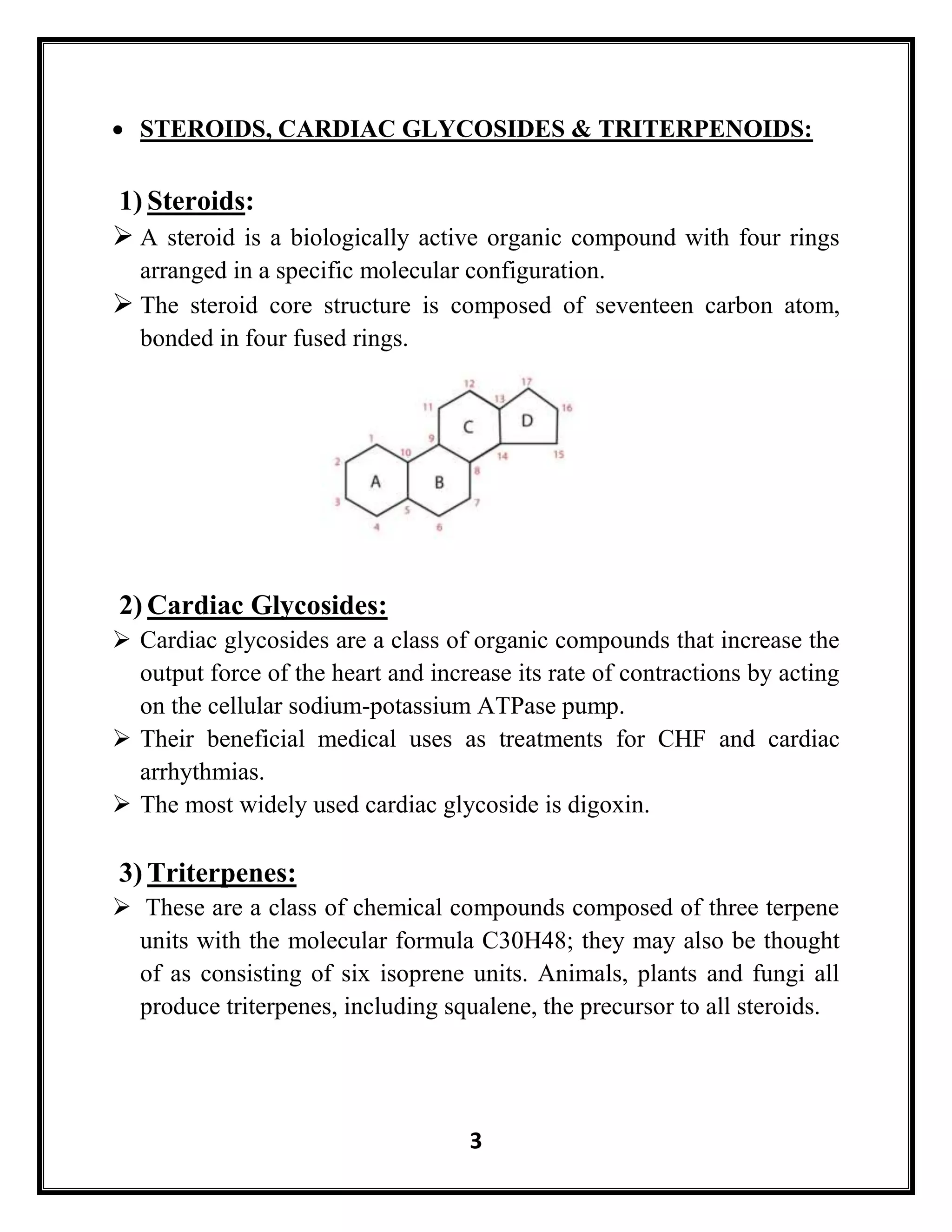 Steroids, cardiac glycoside, Pharmacognosy | DOCX