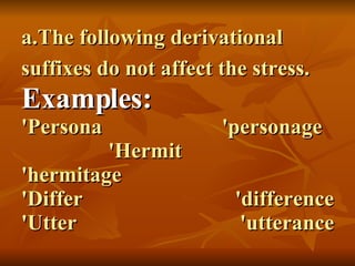 Stess Patters In Prefixes And Suffixes | PPT