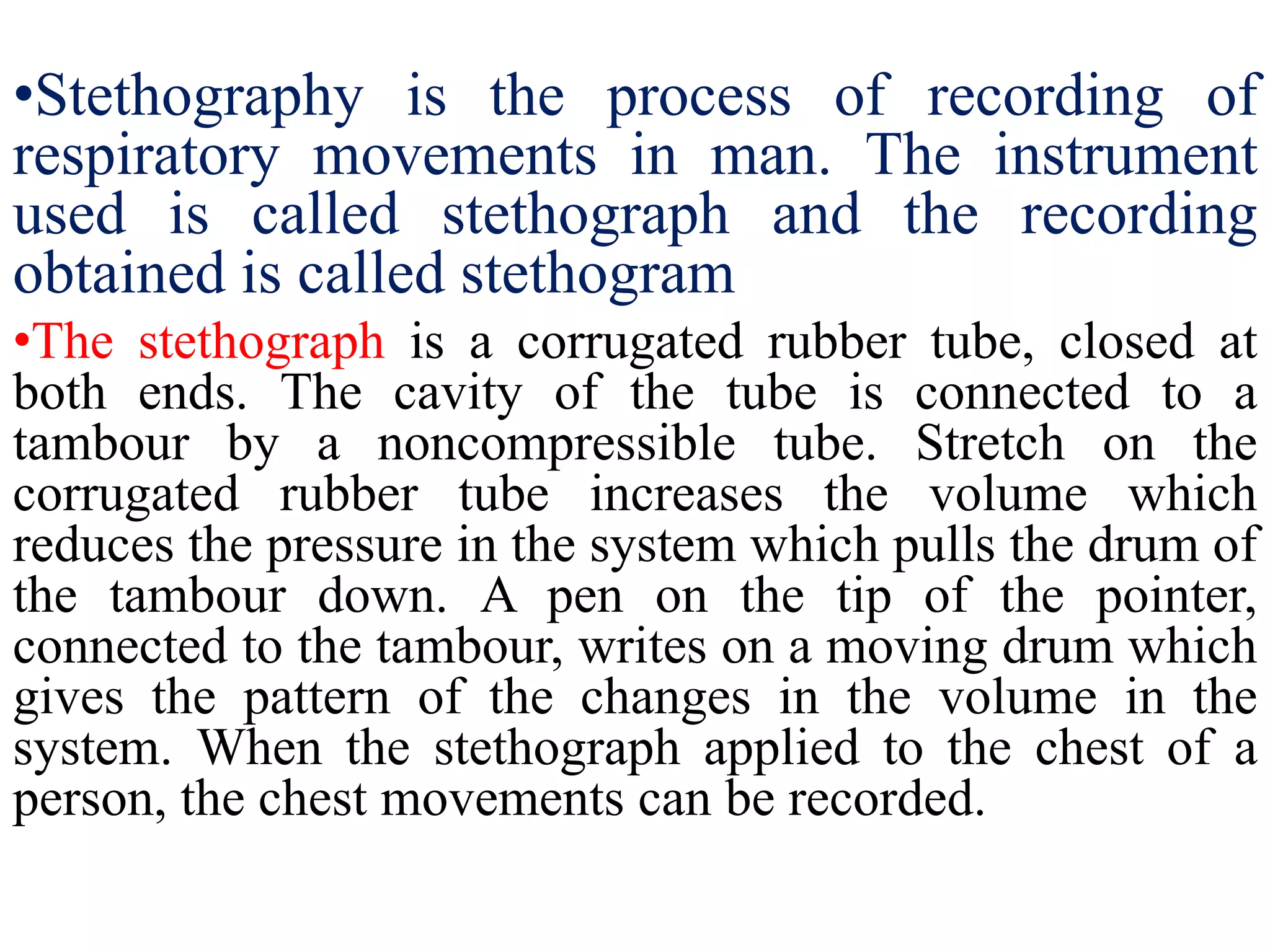 Stethograph- Recording Respiratory Movements | PPTX