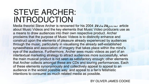 Steve Archer Music Video Theory | PPT | Free Download