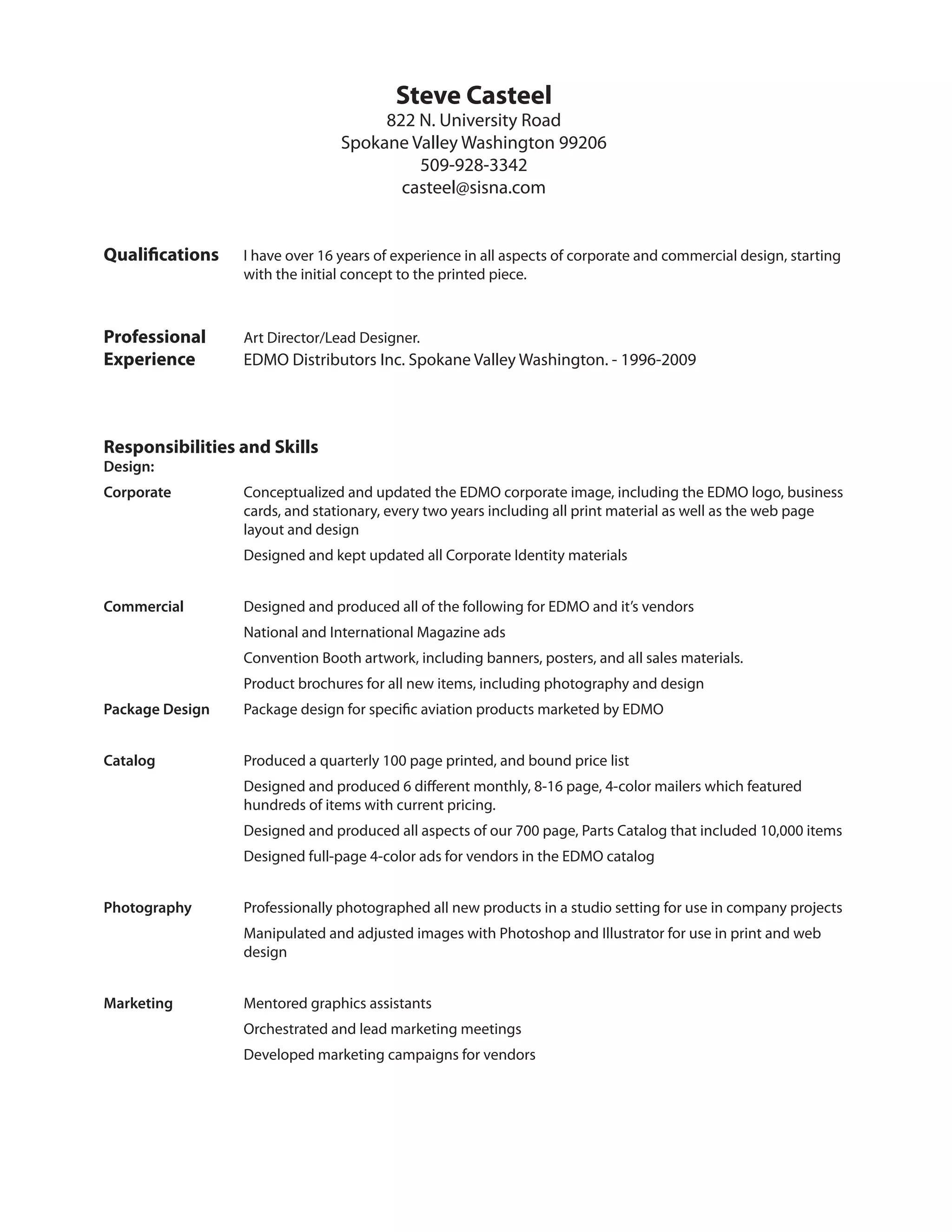 Steve Casteels Resume | PDF