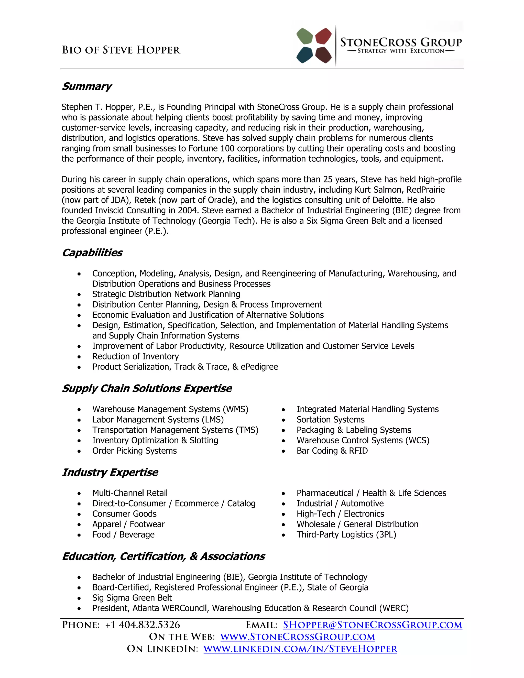 Steve Hopper - Bio | PDF