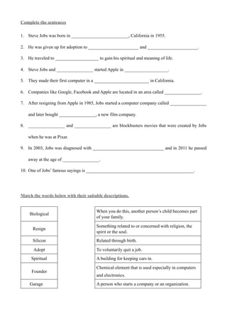 Worksheet - Steve Jobs | PDF | Tablets and E-readers | Consumer Electronics