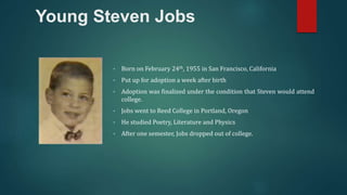 Steve jobs , VISIONARY LEADER,APPLE FOUNDER ,STEVEN JOBS | PPT