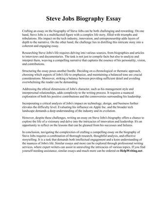 Steve Jobs Biography Essay | PDF