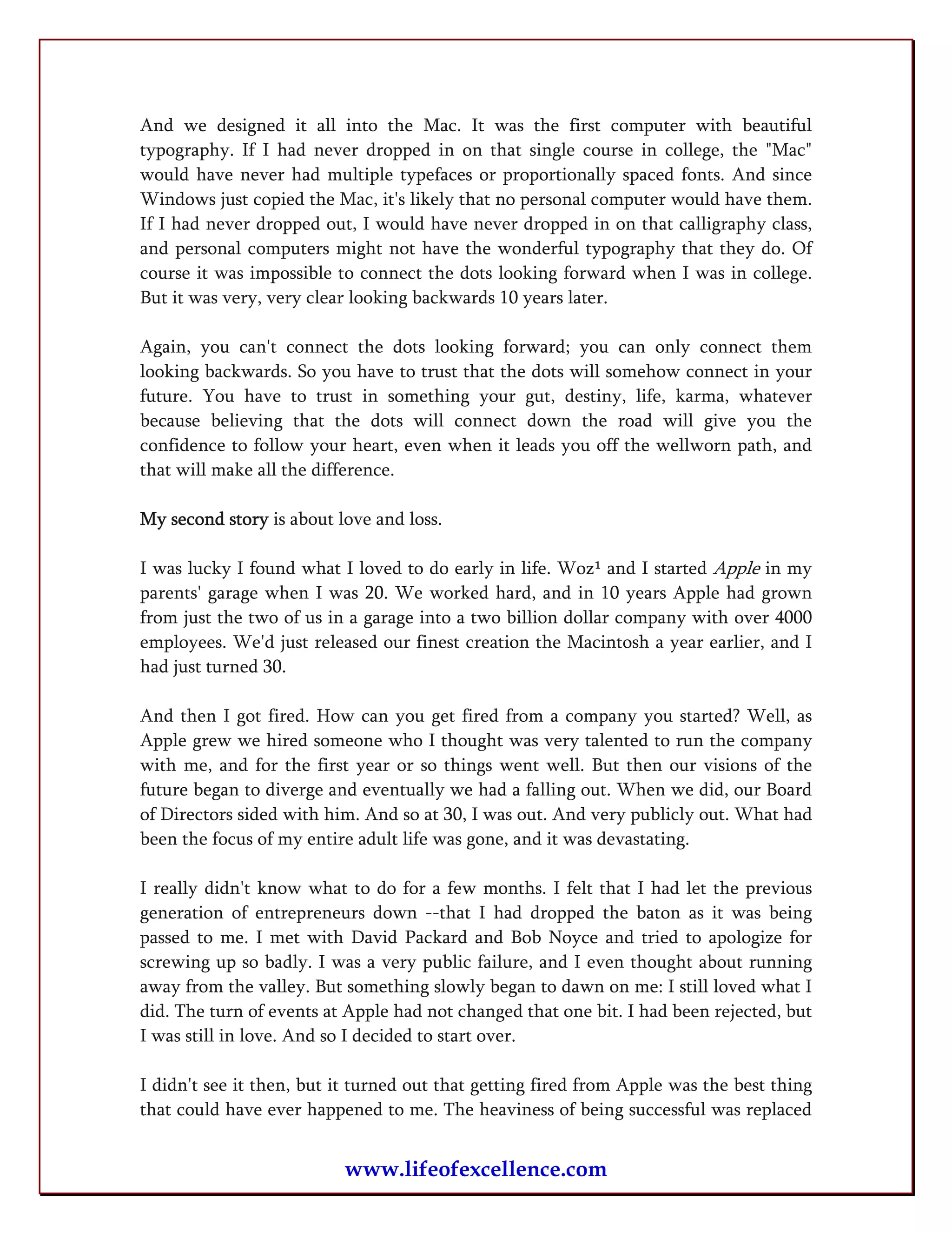 Steve Jobs Standford Convocation Speech[1] | PDF