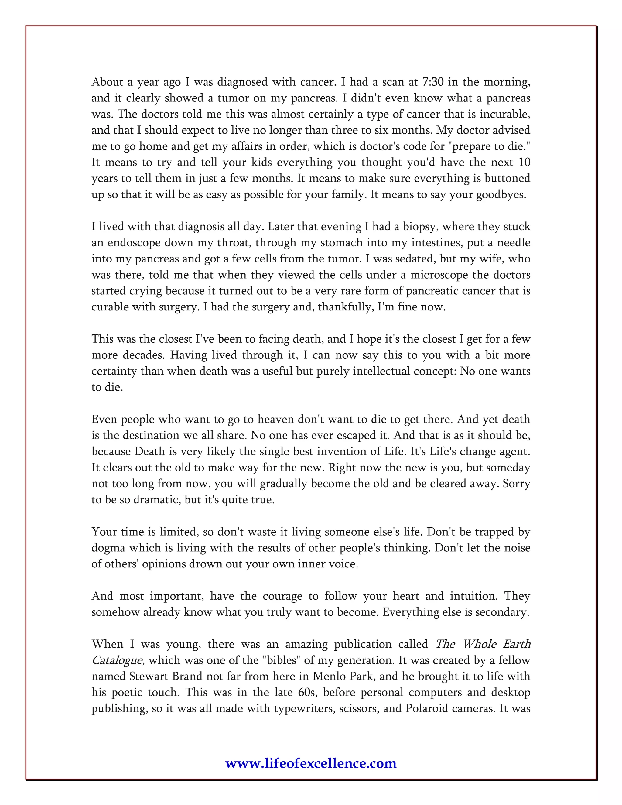 Steve Jobs Standford Convocation Speech[1] | PDF