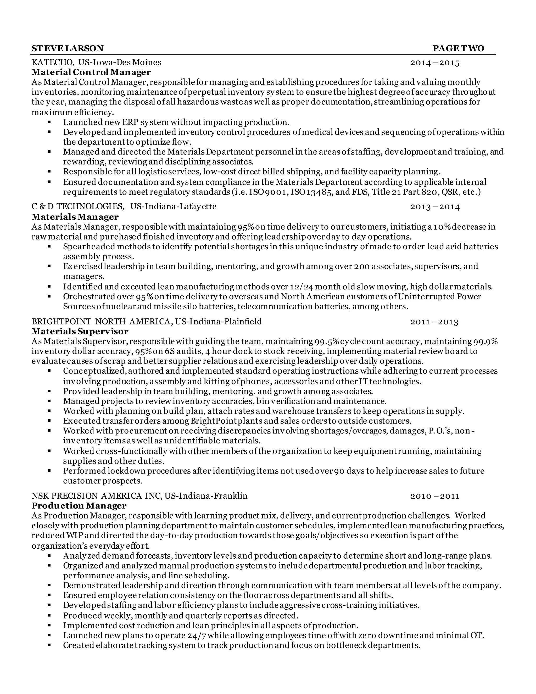 Steve Larson Resume 1720 | PDF