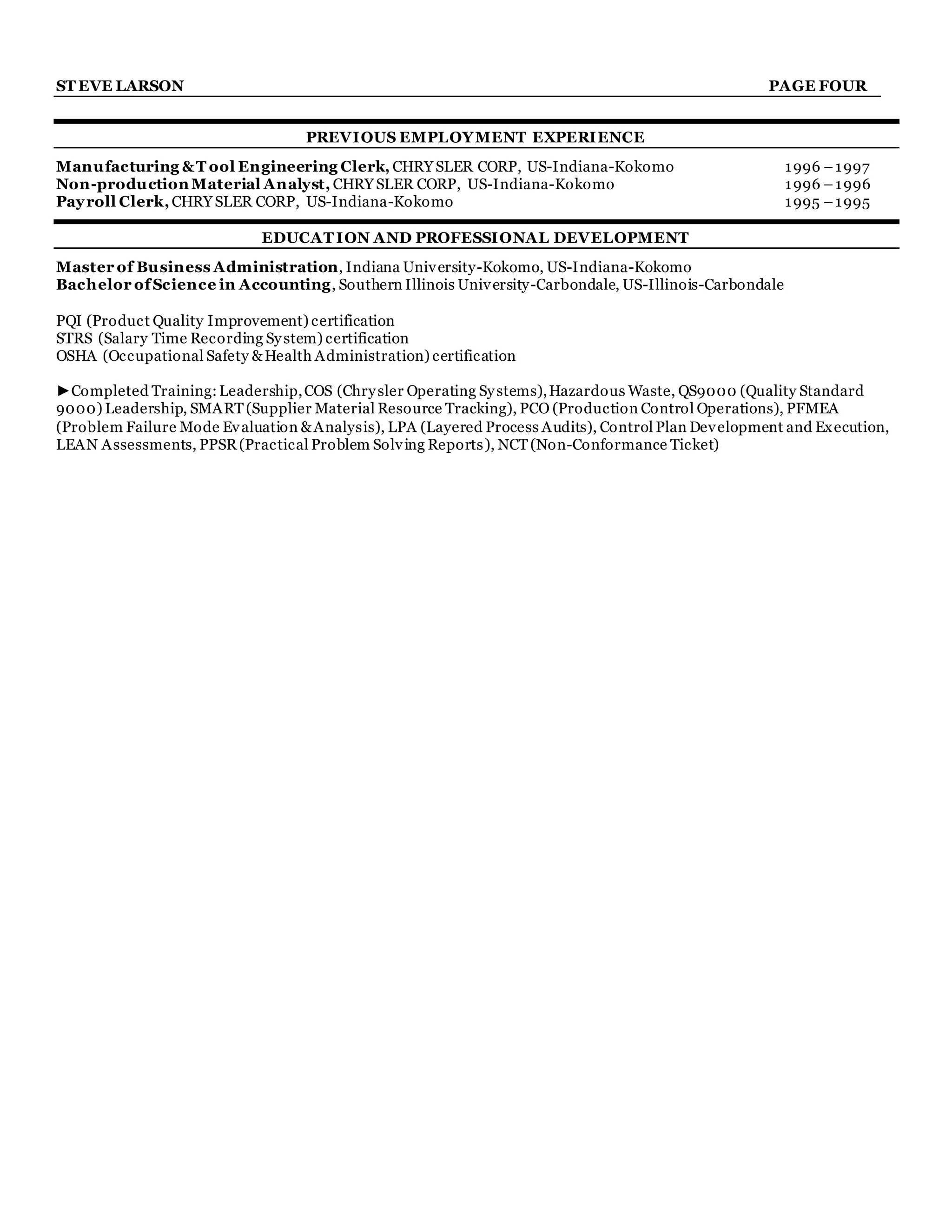 Steve Larson Resume 1720 | DOC