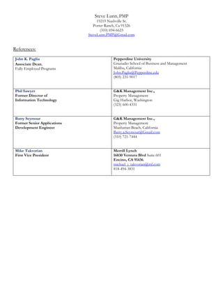 Steve lunn, pmp references | DOCX