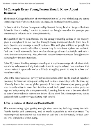 Steve mariotti: 24 concepts every young person should know about ...