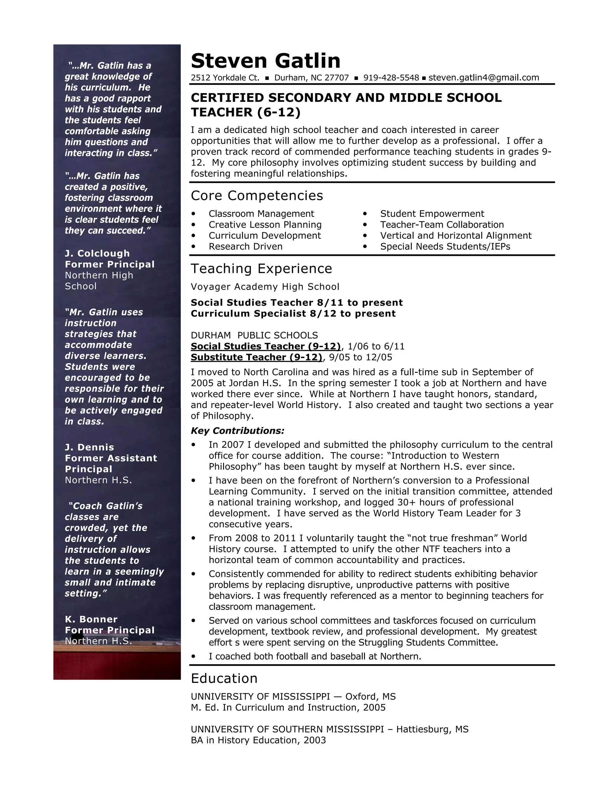 Steven Gatlin 2014 PA-PAC Questionnaire | PDF | Professional School ...
