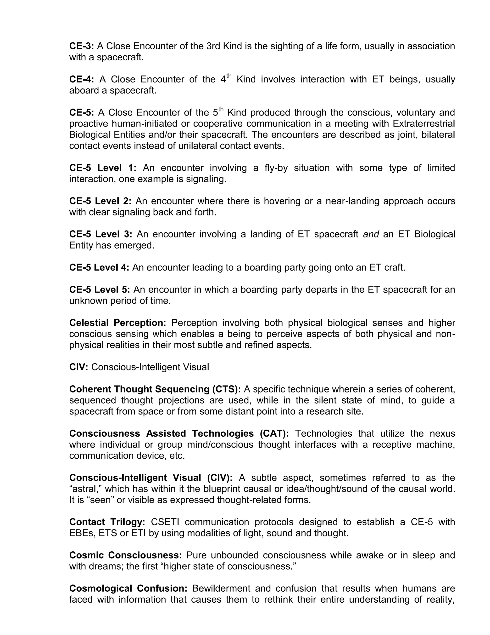 Steven Greer - CE5-CSETI - 03. Glossary of Terms | PDF