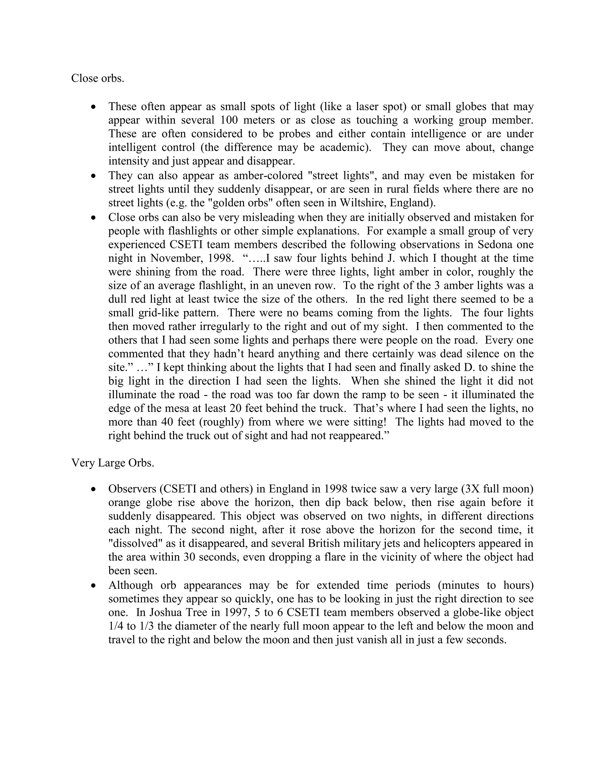 Steven Greer - CE5-CSETI - 07. Observed Types of Phenomena | PDF