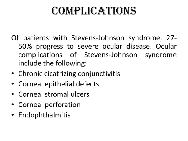 Stevens johnson syndrome | PPTX | Skin and Dermatology | Diseases and ...