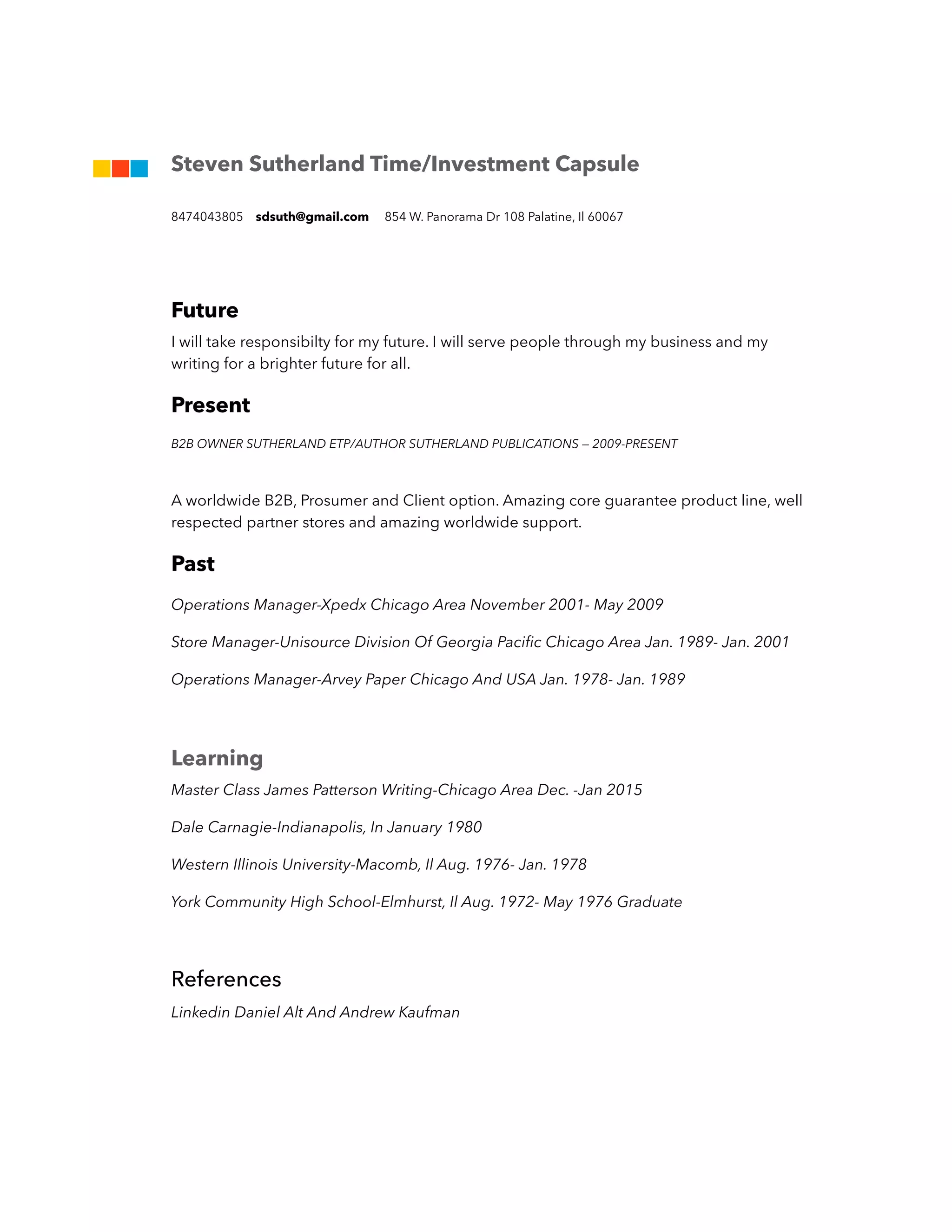 Steven sutherland Time:investment Capsule | PDF
