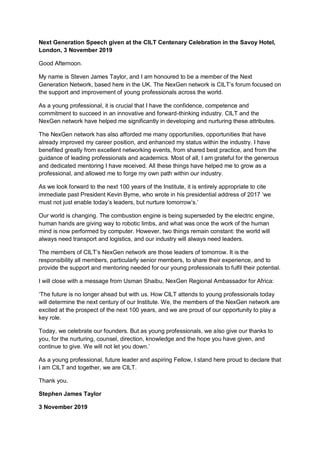 A Centenary Message from Next Generation | PDF