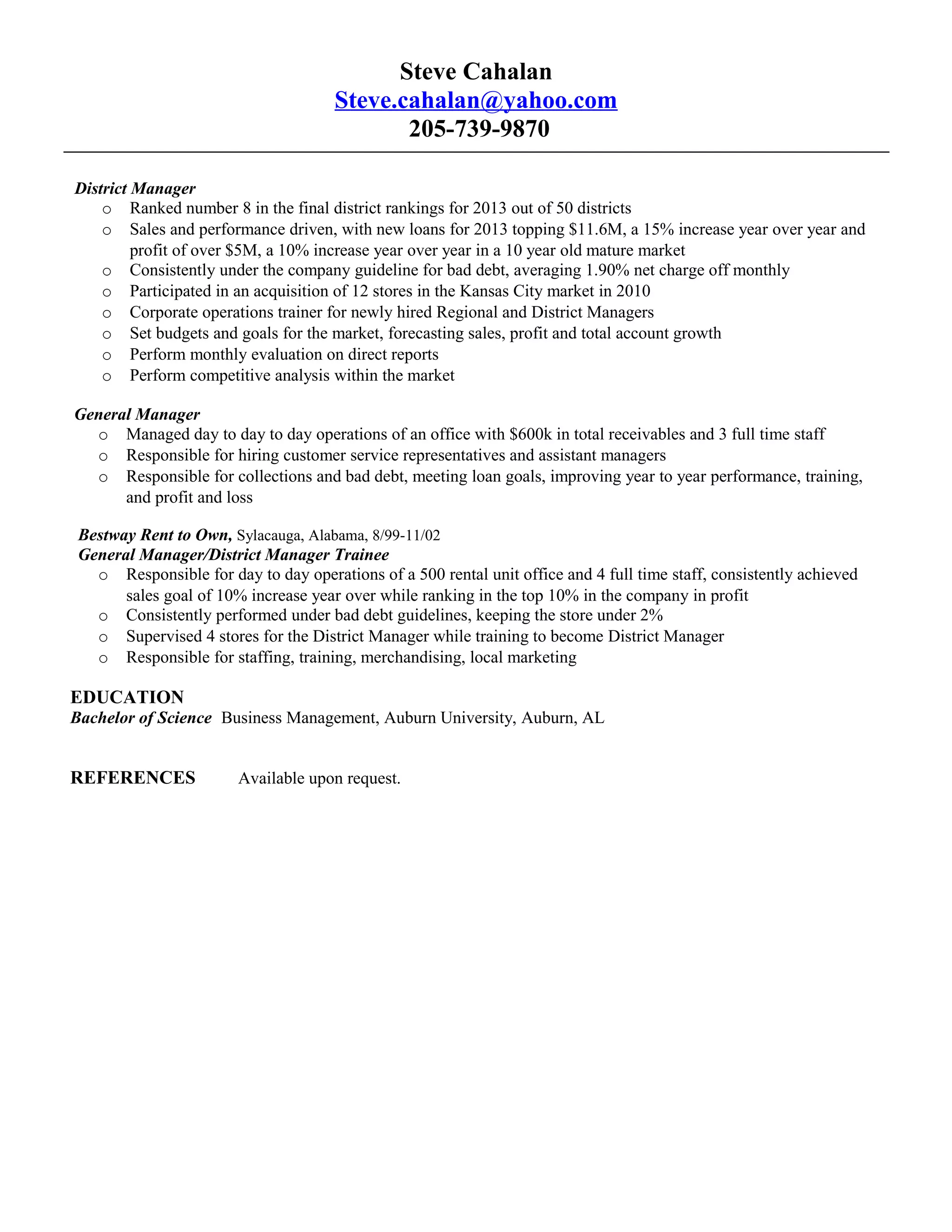 Steve resume2 | PDF