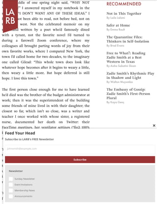 Reading and Writing Again: On Zadie Smith’s “Intimations” | PDF