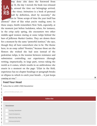 Reading and Writing Again: On Zadie Smith’s “Intimations” | PDF