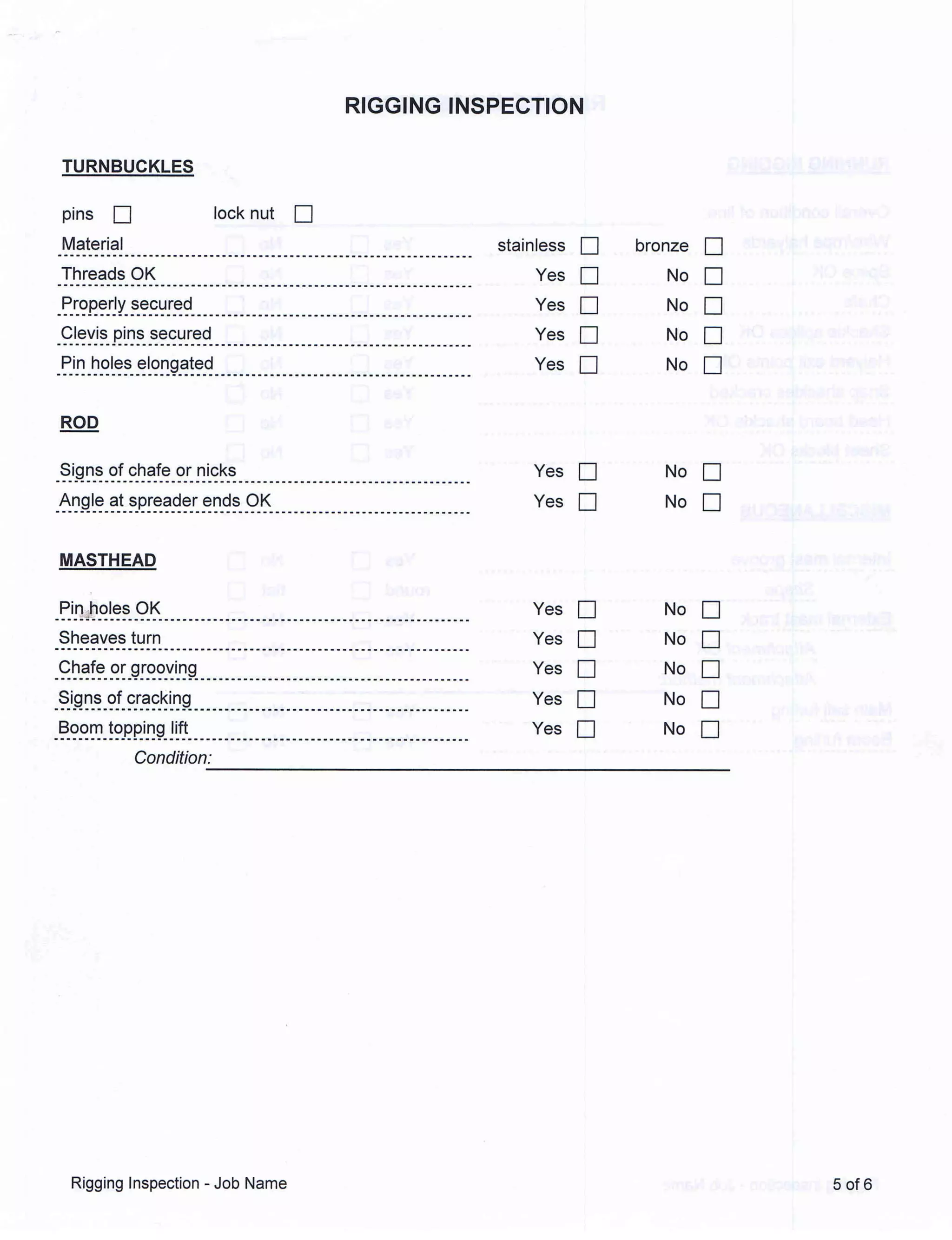Steve white rigging maintenance checklist | PDF