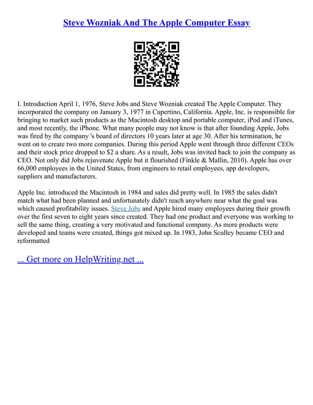 Steve Wozniak And The Apple Computer Essay | PDF | Computing | Technology & Computing
