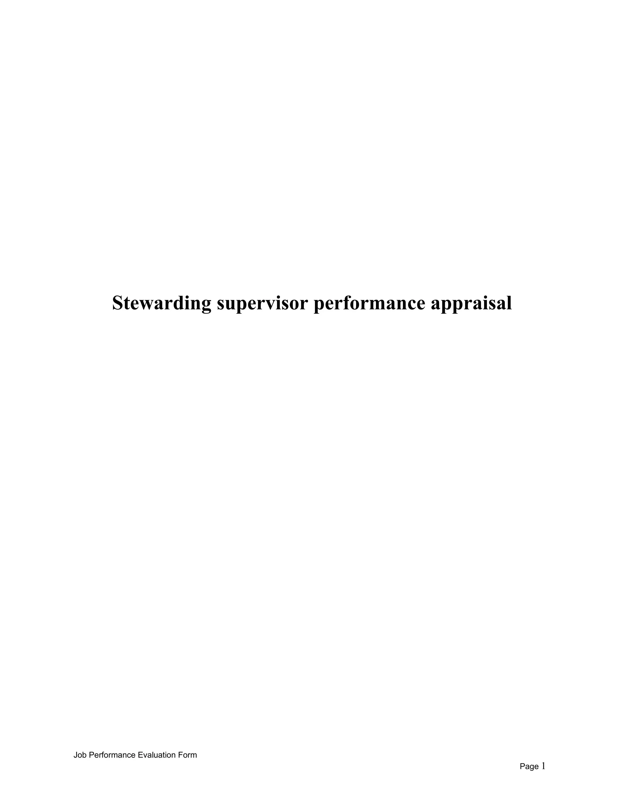 Stewarding supervisor performance appraisal | DOC