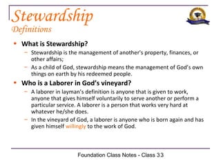 Foundation Class Stewardship | PPT