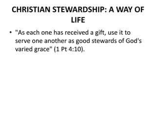 Principles Of Christian Stewardship