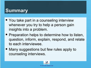 The Counseling Interview - Principles & Practices | PPT