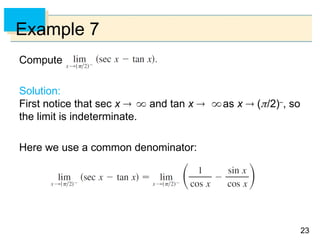 Indeterminate Forms and l’Hospital’s Rule | PPT