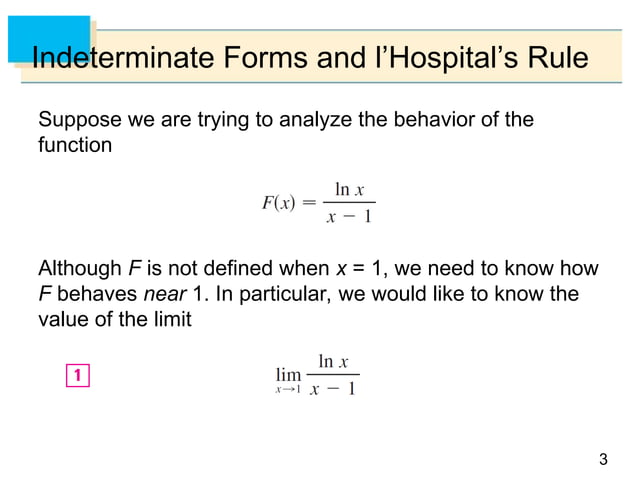 Indeterminate Forms and l’Hospital’s Rule | PPT