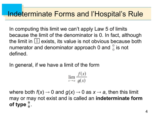 Indeterminate Forms and l’Hospital’s Rule | PPT