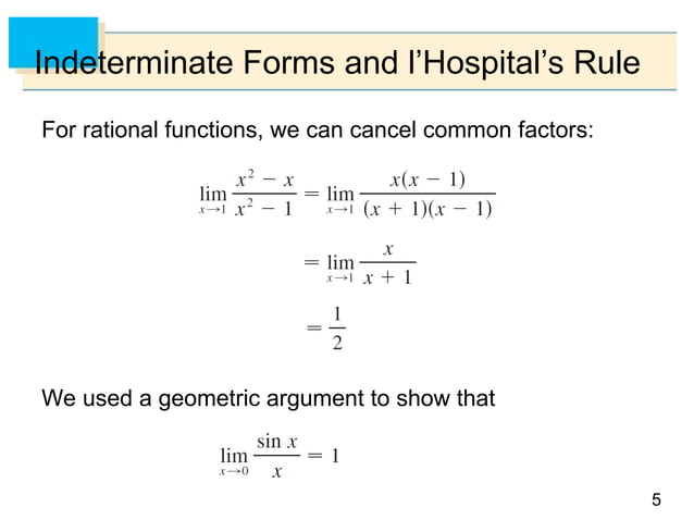 Indeterminate Forms and l’Hospital’s Rule | PPT