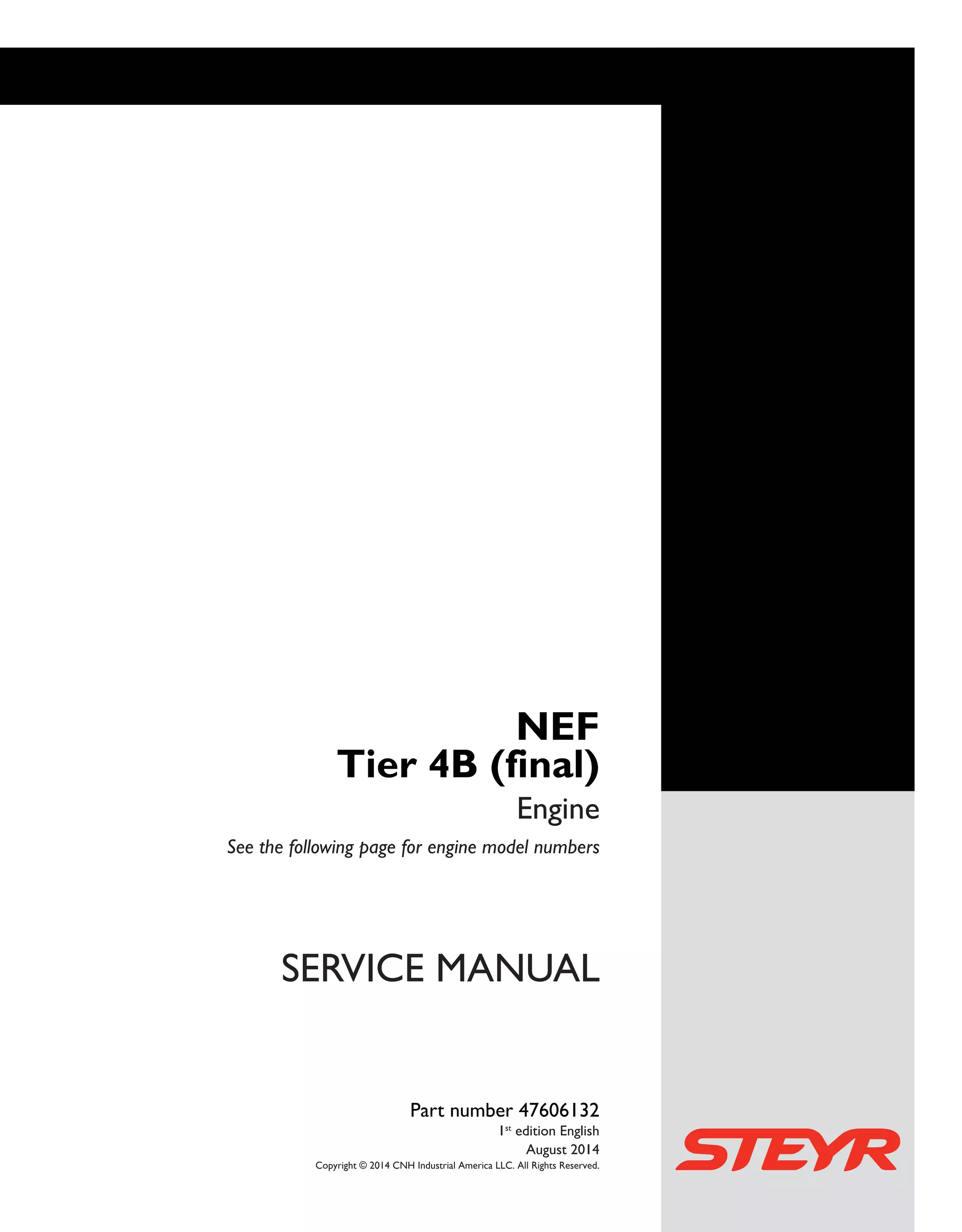 Steyr f4 dfe4134 tier 4b (final) engine service repair manual | PDF