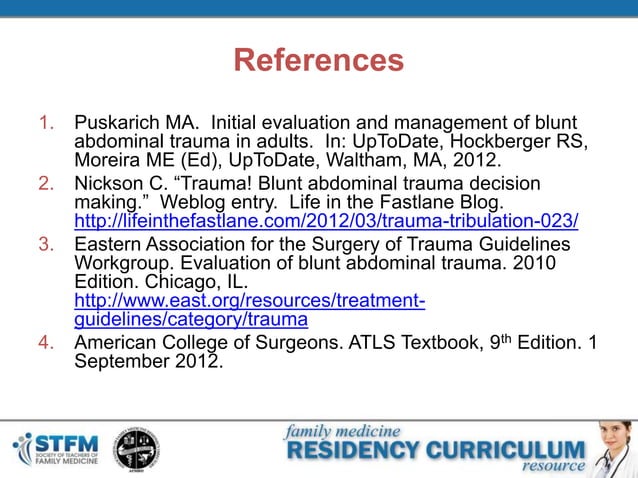 Stfm trauma curriculum_blunt-abdominal-trauma (1) | PPTX | First Aid ...