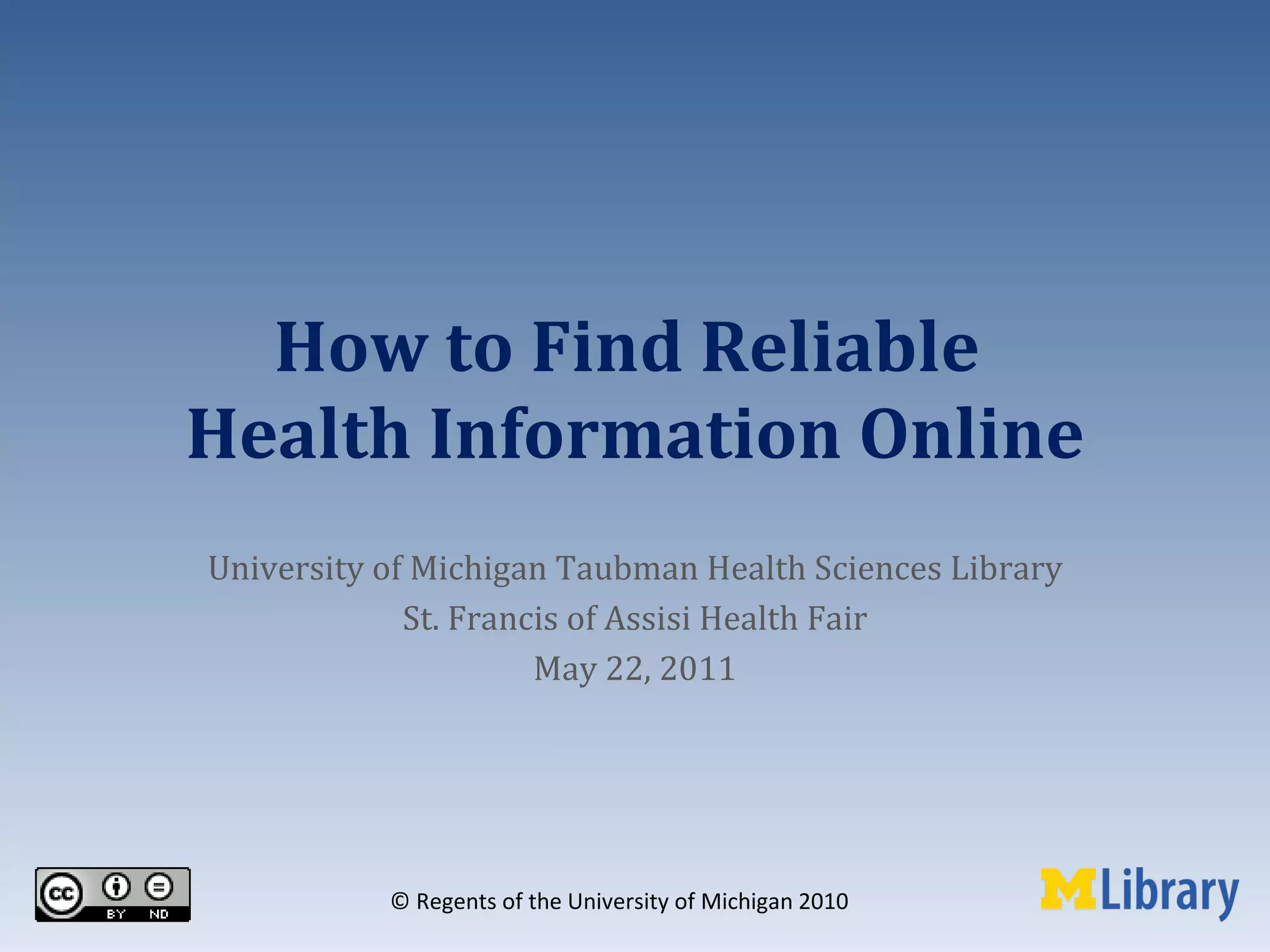 Finding Reliable Health Information Online: MedlinePlus ...