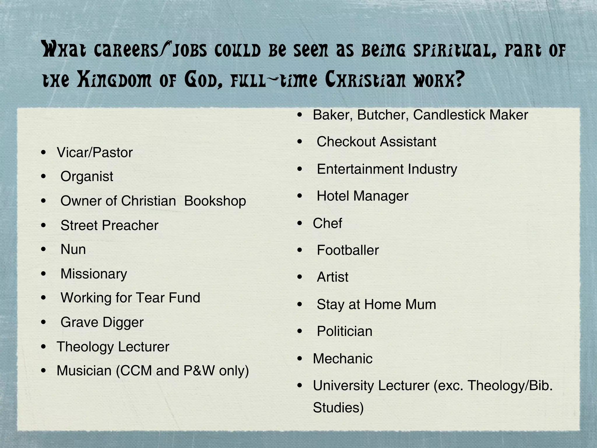 Christianity and the Workplace | KEY