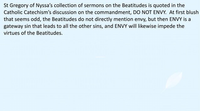 St Gregory Of Nyssa, on the Beatitudes, and the Commandment, DO NOT ...
