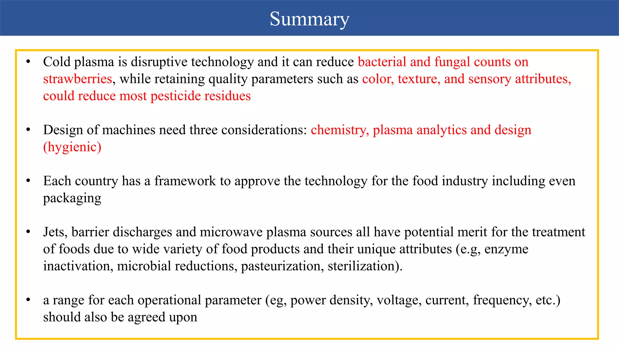 Future of Cold Plasma in Food Processing | PPTX
