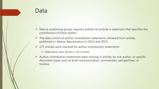 The contribution of authors: A study of the relationship between the ...