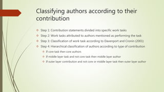 The contribution of authors: A study of the relationship between the ...