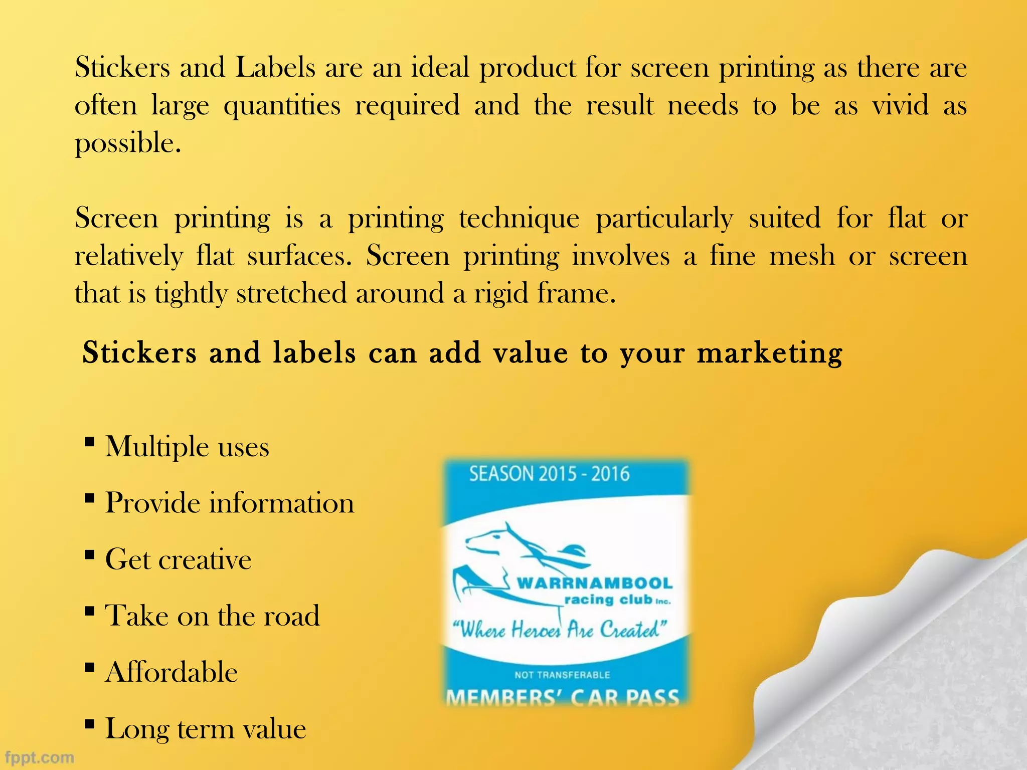 Sticker printing & label printing | PPT
