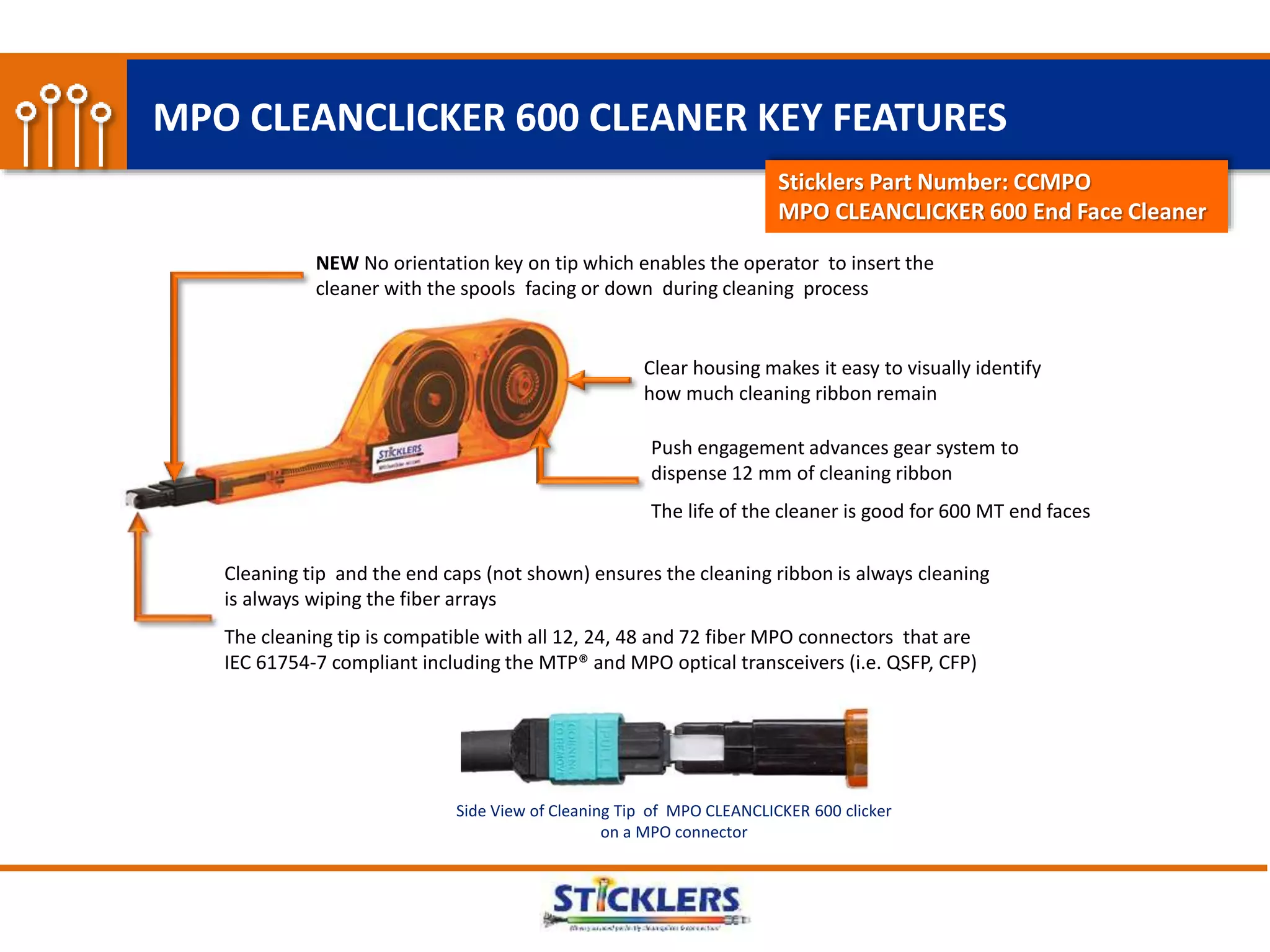 Sticklers Cleaning MPO Connectors | PPTX