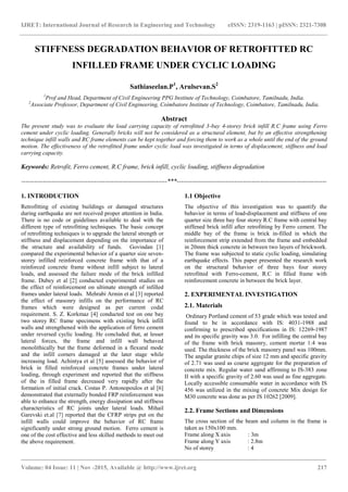 Stiffness degradation behavior of retrofitted rc infilled frame under cyclic loading | PDF