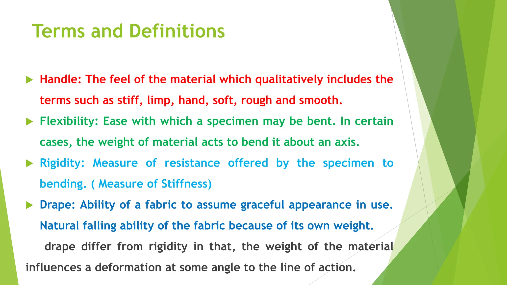 Stiffness Drape.pptx in yarn and fabric tes | PPTX