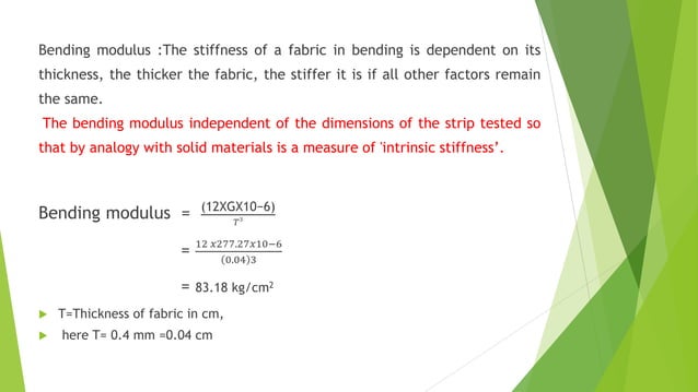 Stiffness Drape.pptx in yarn and fabric tes | PPT
