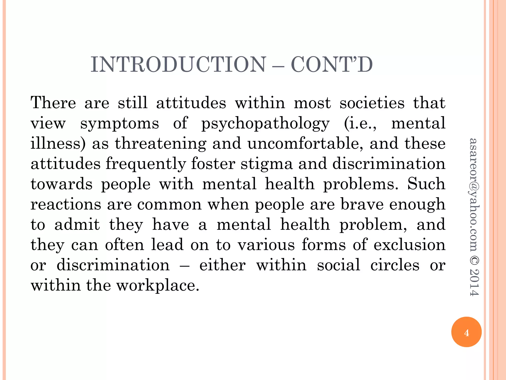 Stigma and mental illness | PPT | Mental Health | Diseases and Conditions